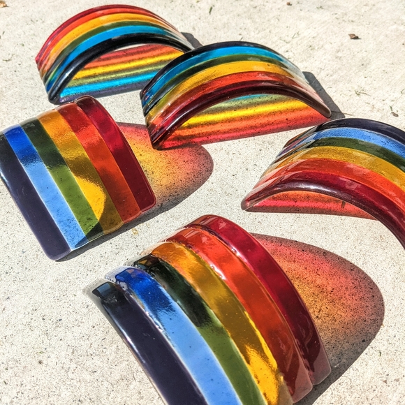 Handmade | Accents | Handmade One Of A Kind Fused Glass Rainbow Arch ...